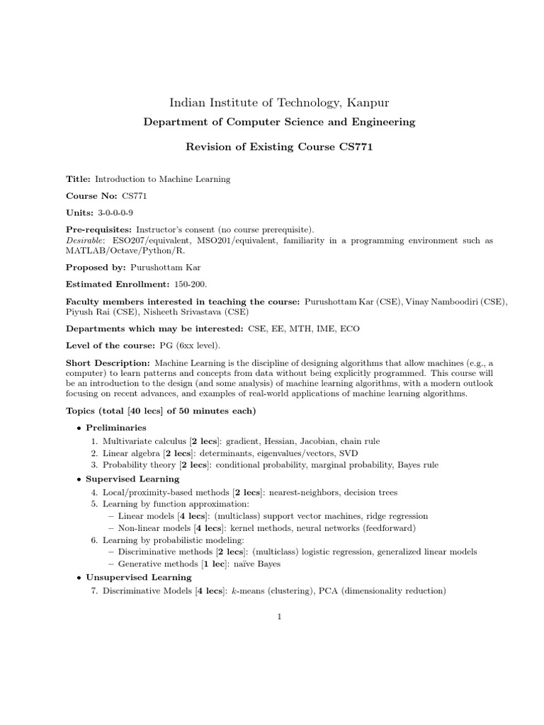 Indian Institute of Technology, Kanpur: Department of Computer Science and Engineering Revision ...