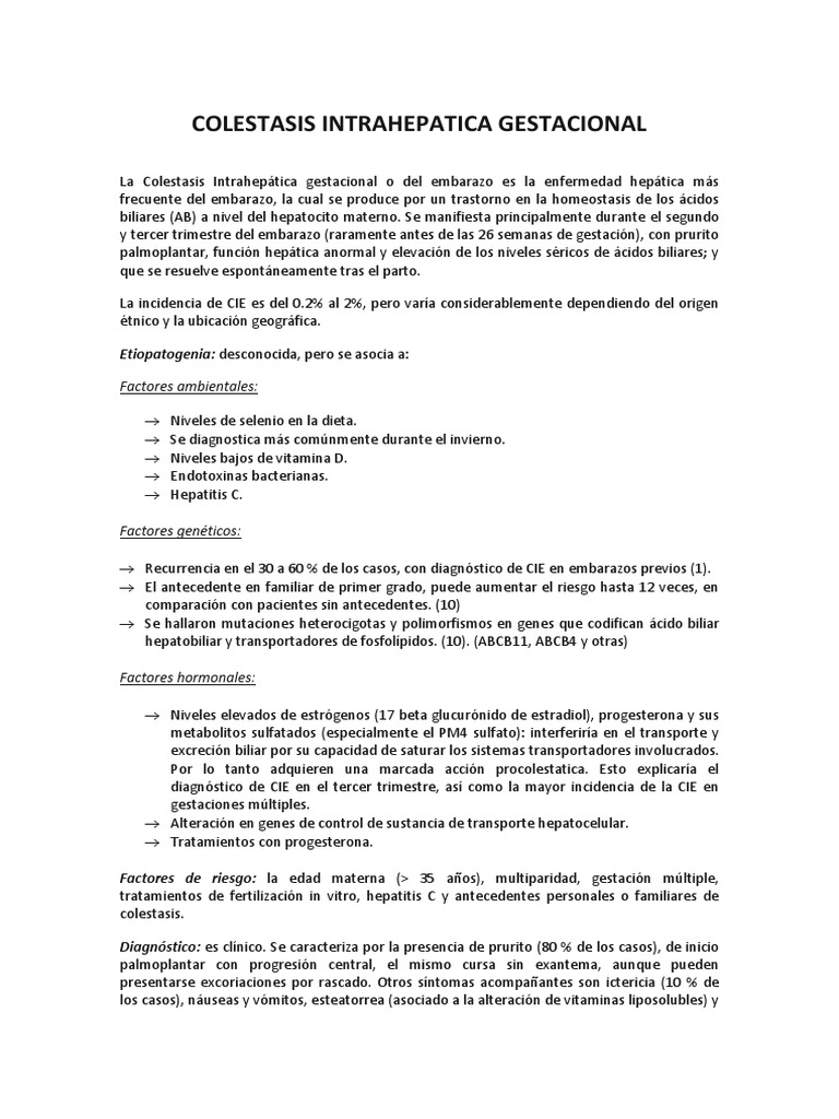 COLESTASIS INTRAHEPATICA GESTACIONAL | PDF | El embarazo | Parto prematuro