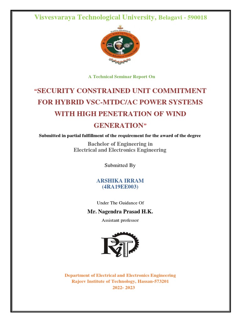 Security Constrained Unit Commitment Pdf Pdf High Voltage Direct