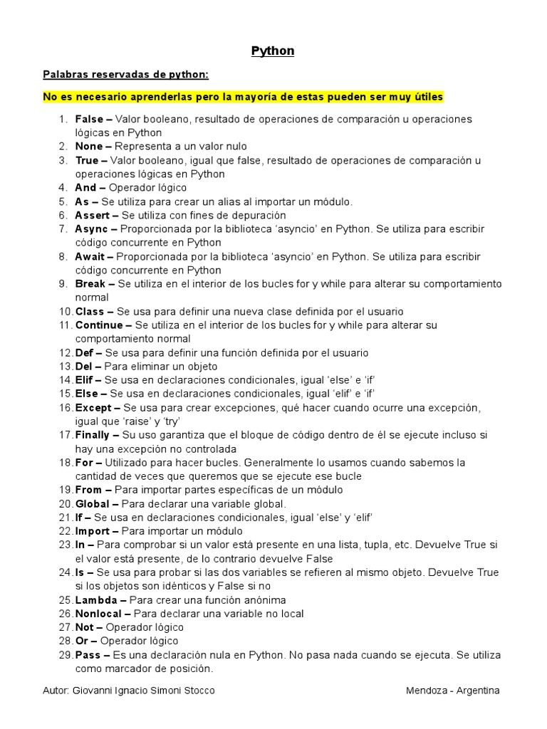 Resumen y Ejercitacion Python | PDF | Python (lenguaje de programación) | Cadena (informática)