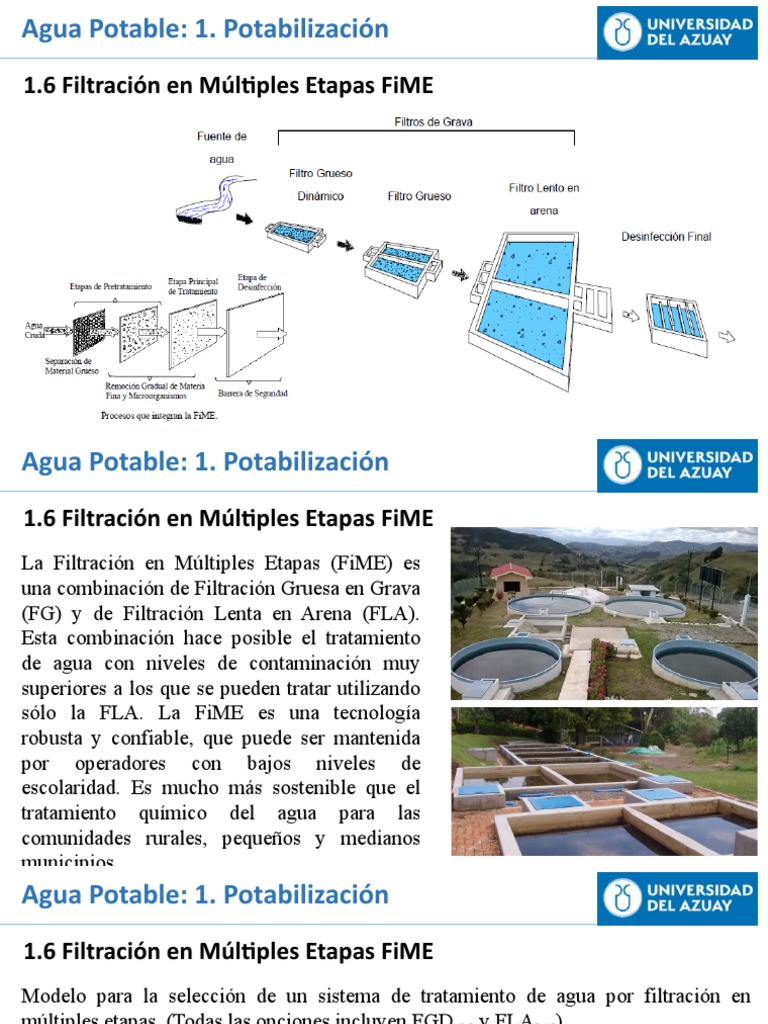 1.06 Filtración en Multiples Etapas.pptx | PDF | Filtración | Agua potable