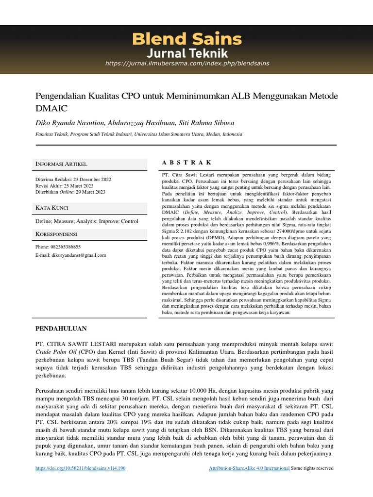 333-342 Pengendalian Kualitas CPO Untuk Meminimumkan ALB Menggunakan ...
