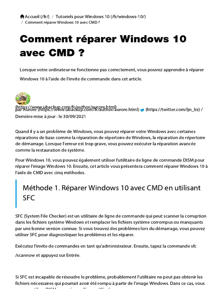 Comment Réparer Windows 10 Avec CMD | PDF | Interface en ligne de ...