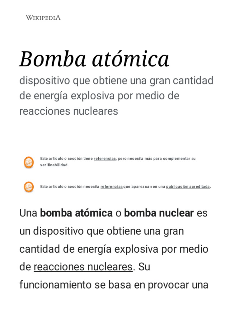Bomba Atómica - Wikipedia, La Enciclopedia Libre | PDF | Radioactividad ...