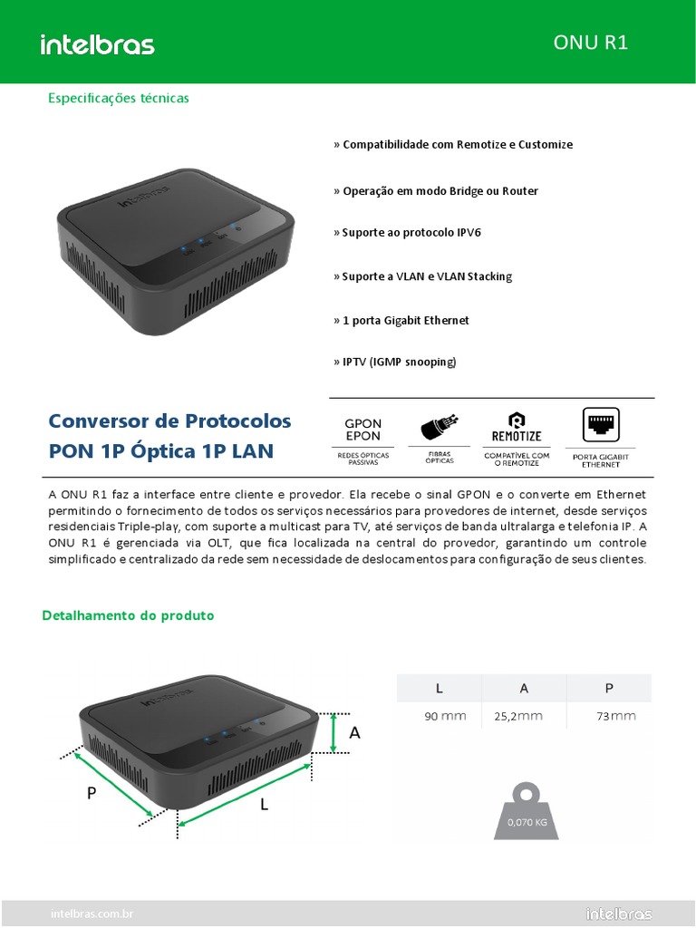Datasheet ONU R1 CKD V3 | PDF | Ethernet | Protocolos de comunicação