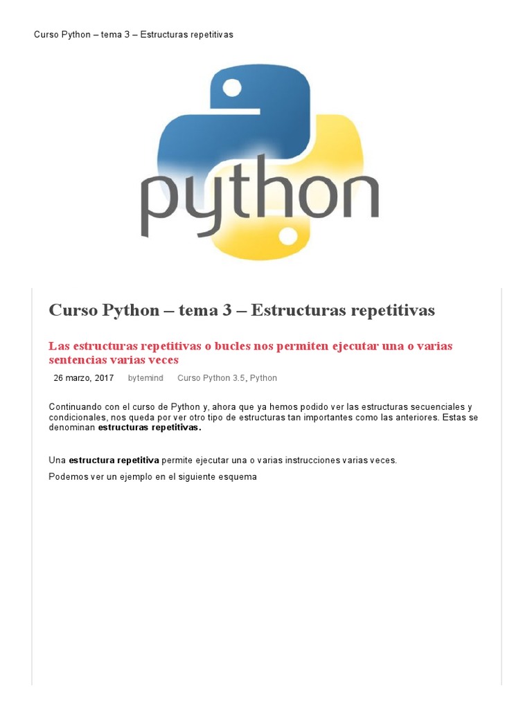 Estructuras Repetitivas en Python | PDF | Métodos y materiales de enseñanza