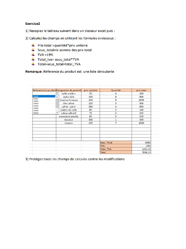 EXERCICE EXCEL | PDF