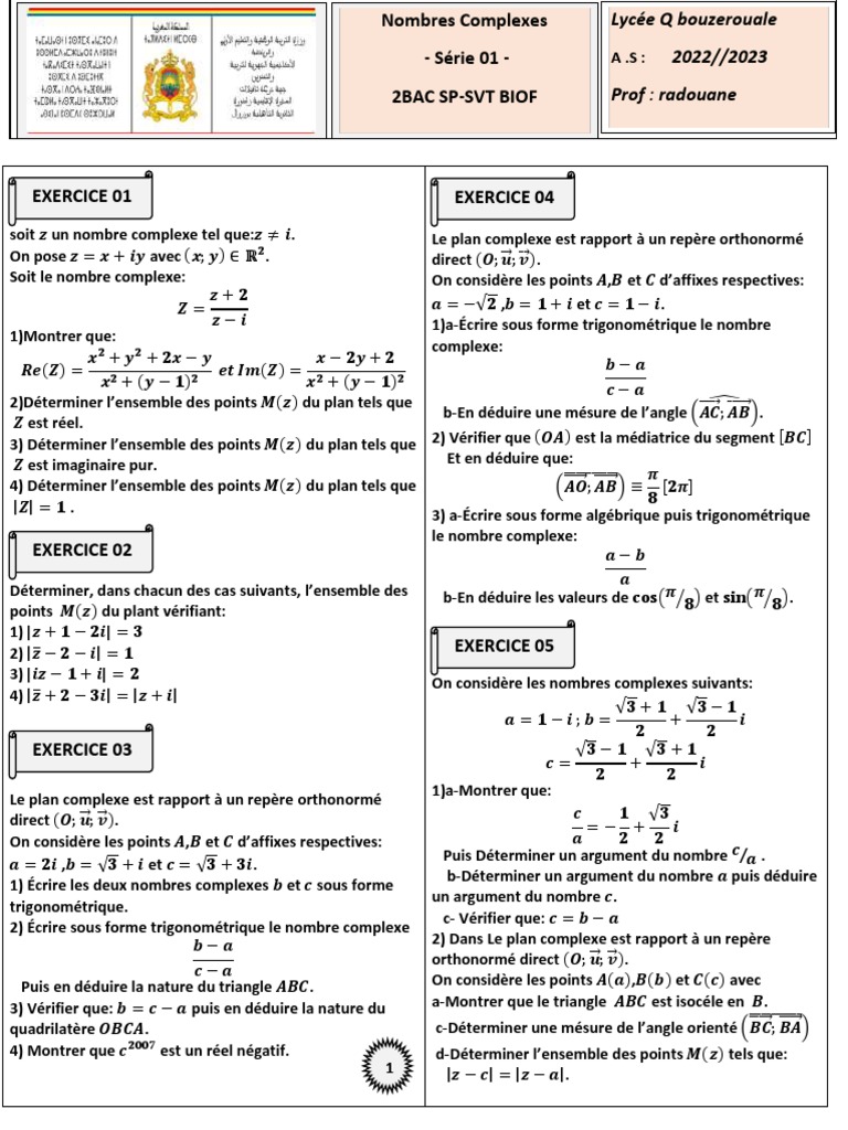 Nombres Complexes | PDF | Nombre complexe | Mathématiques élémentaires