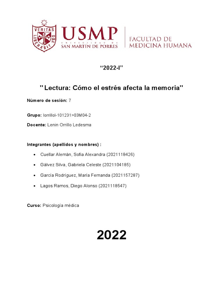 Cómo el estrés afecta la memoria y el aprendizaje a través de su impacto en el cerebro | PDF ...