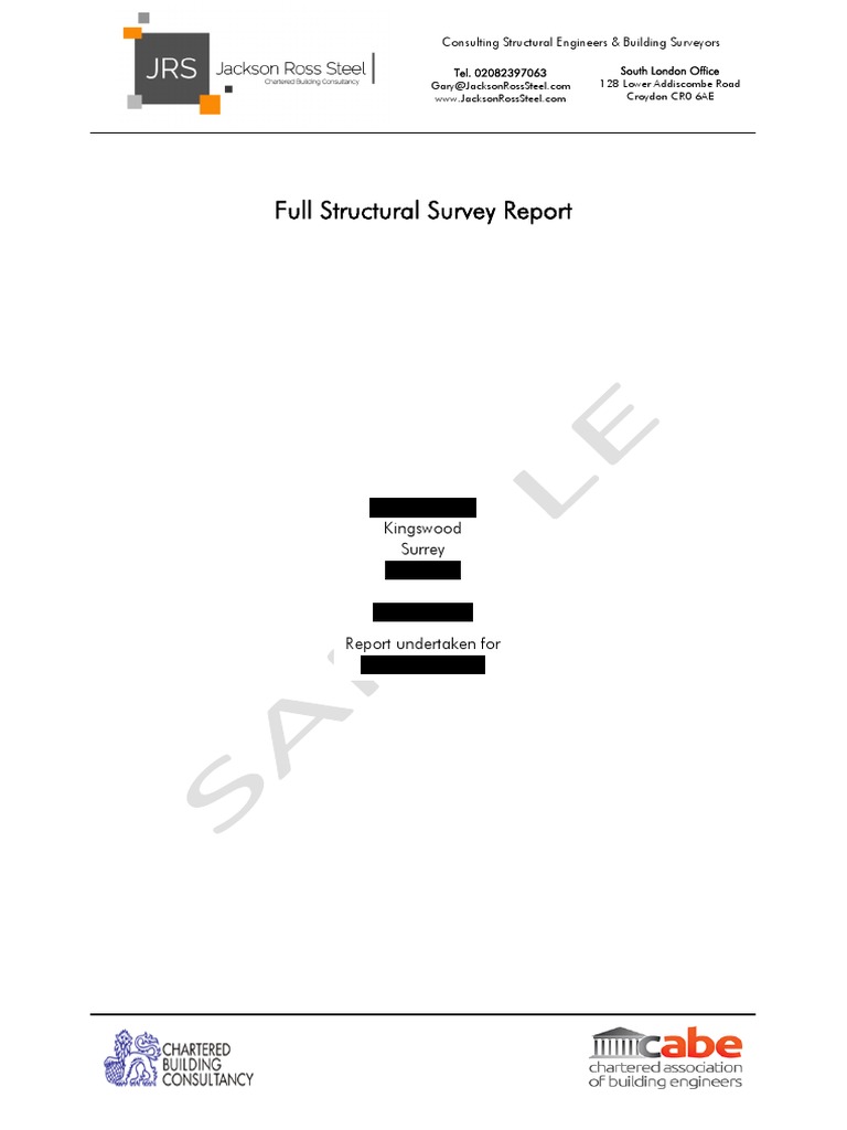 SAMPLE Building Survey Report PDF | PDF | Roof | Wall
