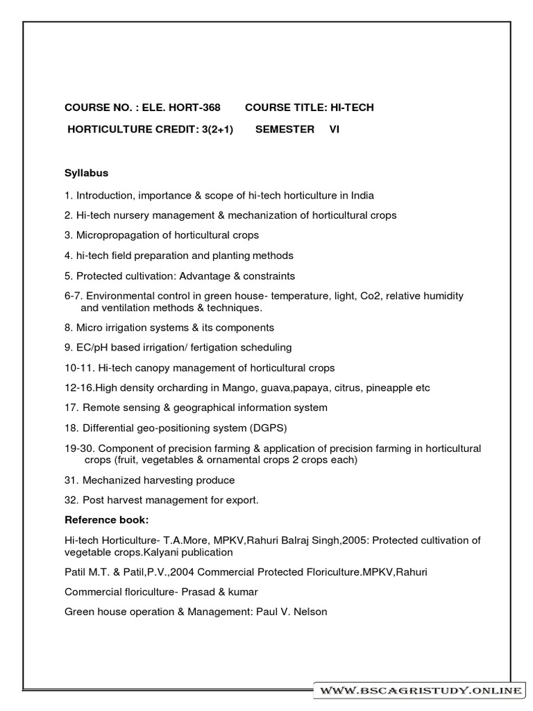 Ele Hort 368 Full Printed Notes PDF | PDF | Horticulture | Plant Nursery