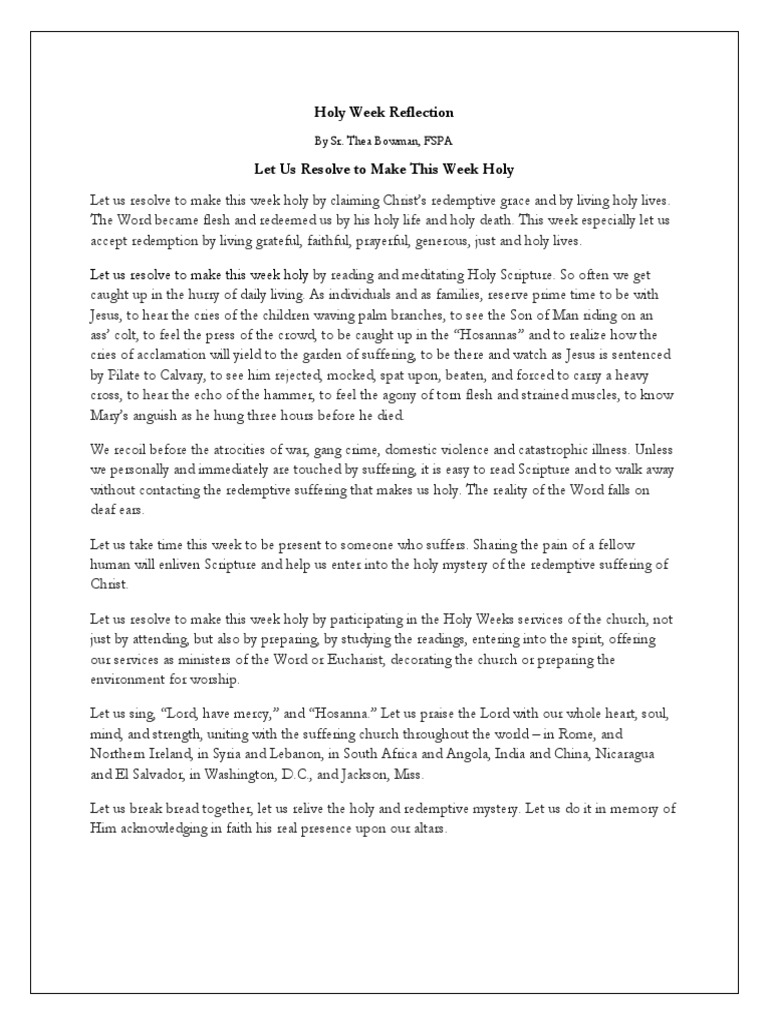 Thea Bowmans Holy Week Reflection | PDF | Jesus | Forgiveness