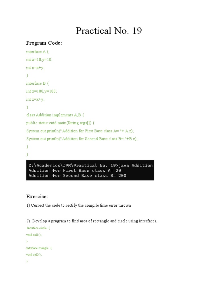Java Interface Exercises | PDF