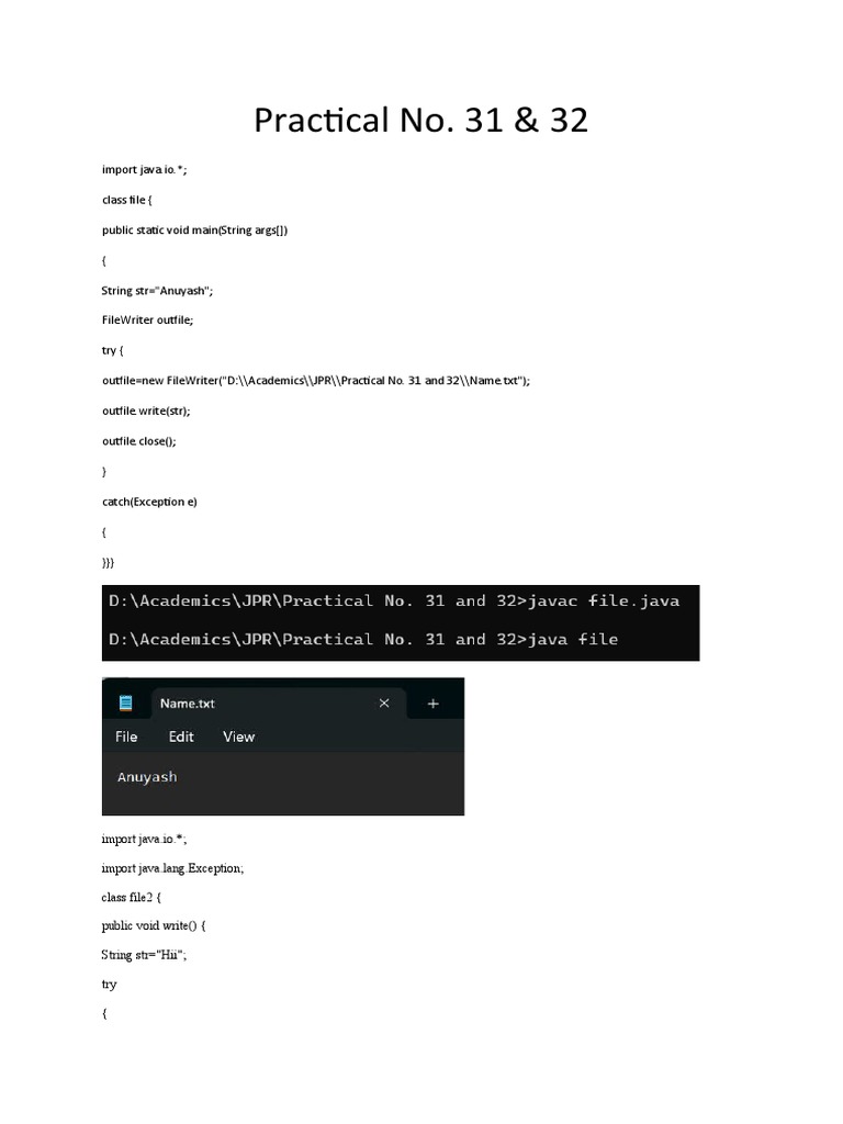 Practical No. 31 & 32 | PDF