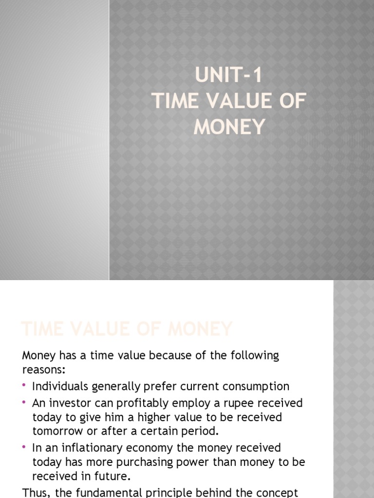 UNIT-1 Time Value of Money | PDF | Present Value | Interest