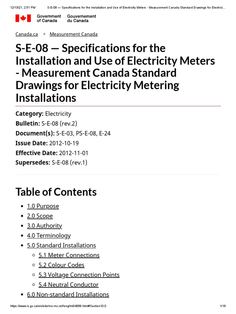 S-E-08 - Specifications For The Installation and Use of Electricity ...