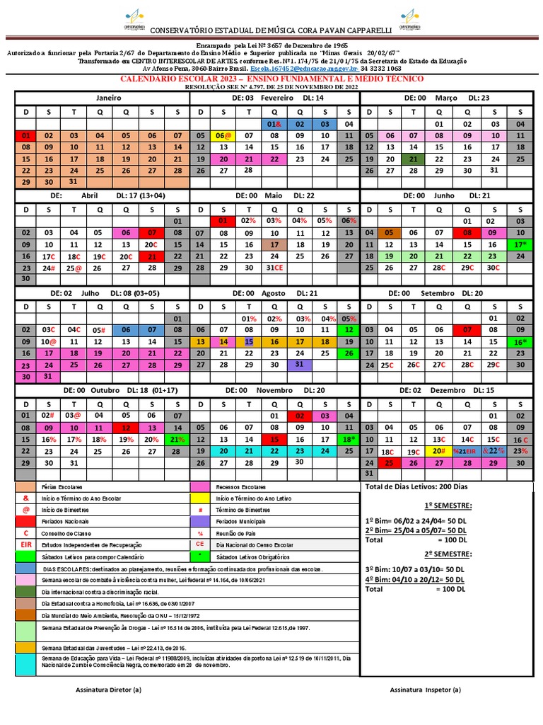Calendário Escolar 2023 PDF | PDF