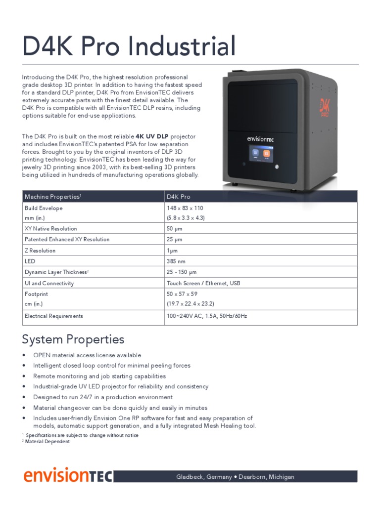 D4K Pro: High-Resolution 3D Printer | PDF | Art | Technology & Engineering