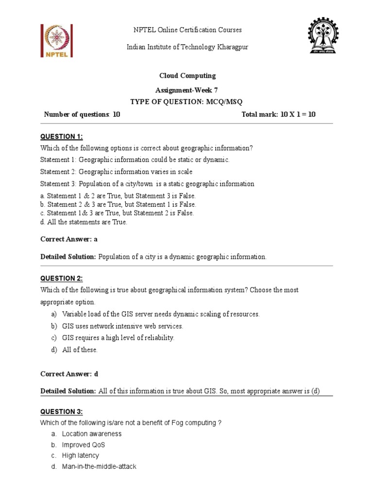 NPTEL CC Assignment7 | PDF | Cloud Computing | Mobile App