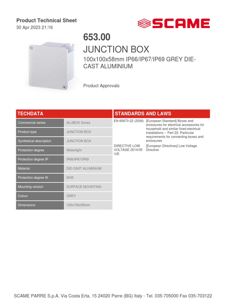 HT Junction Box SCAME | PDF
