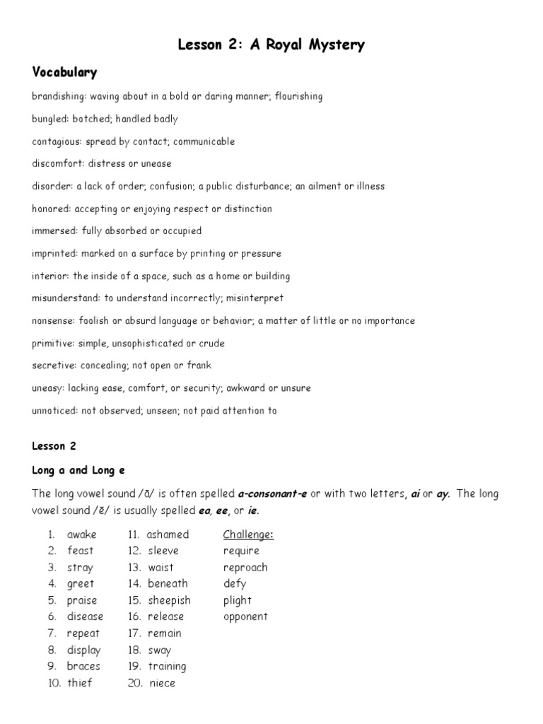 Journeys Lesson 2 Vocabulary and Spelling Words | PDF
