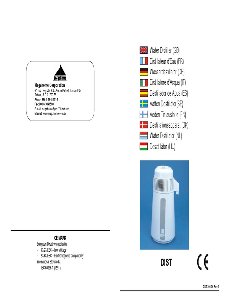 Water Distiller User Manual | PDF | Water | Ac Power Plugs And Sockets
