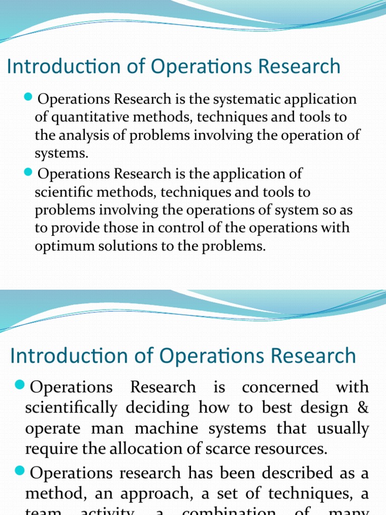 Introduction of Operations Research | PDF | Conceptual Model | Operations Research