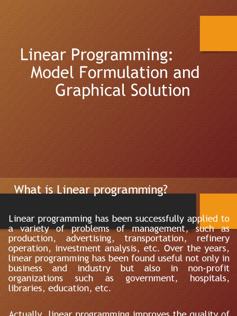 Introduction To Lpp And Graphical Method Pdf Linear Programming Mathematical Optimization