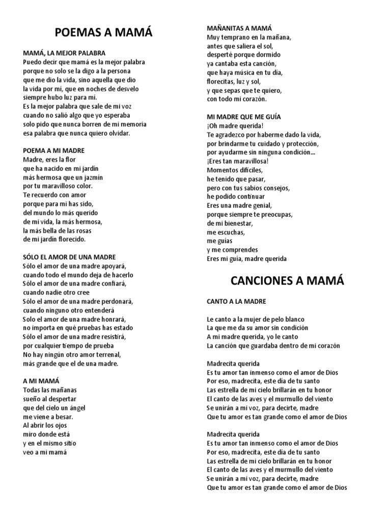 Poemas A Mamá | Descargar gratis PDF | Amor