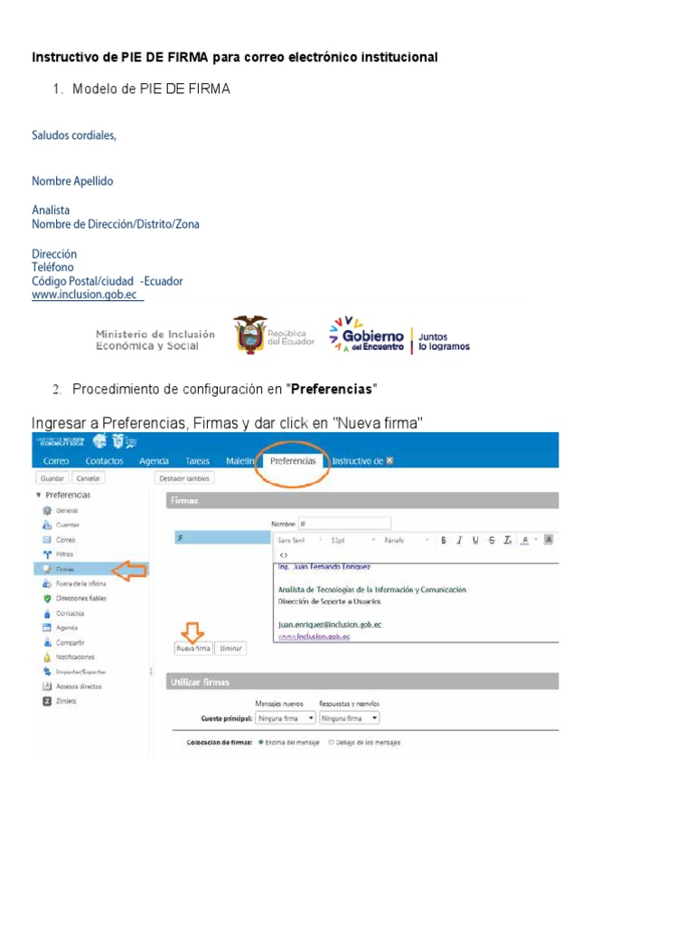 Configura tu Pie de Firma Institucional | PDF