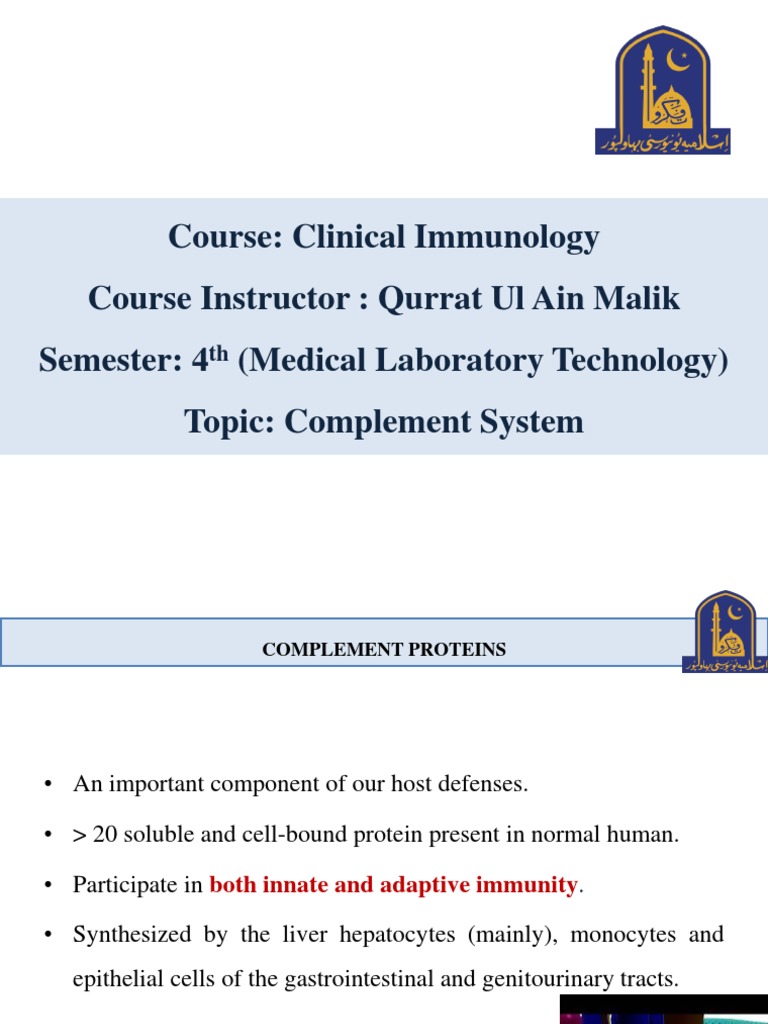 Clinical Immunology - Topic 4 - Complement Proteind PDF | PDF ...