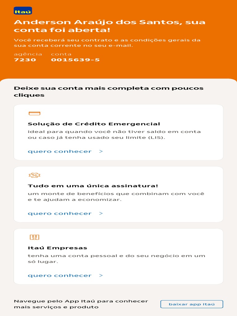 Abertura de Conta Banco Itaú PDF | PDF