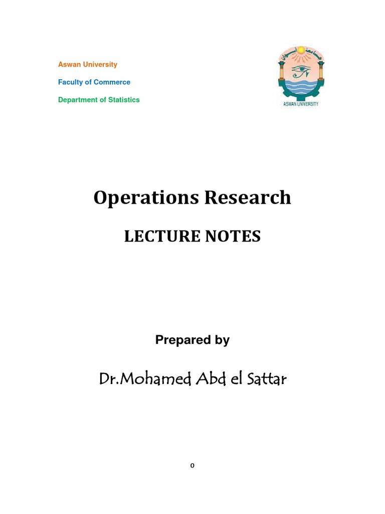 Operations Research PDF | PDF | Mathematical Optimization | Mathematical Model