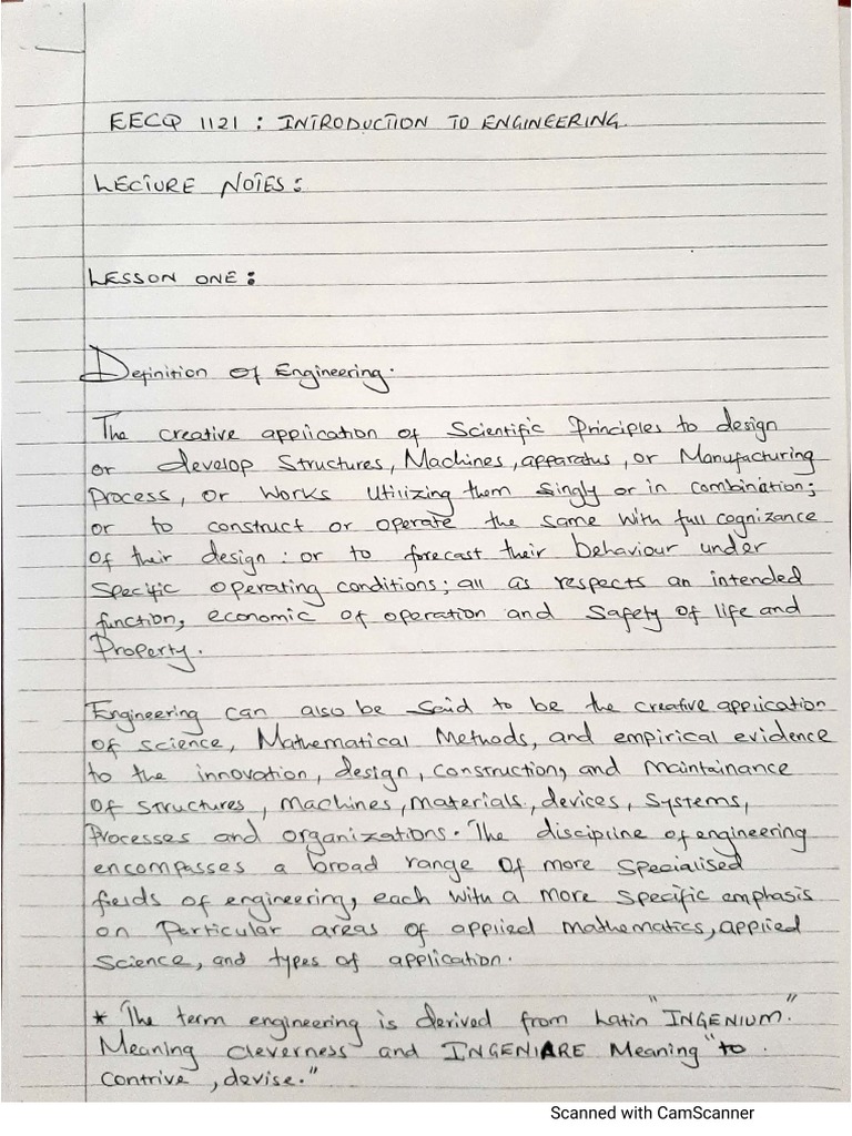 Introduction To Engineering Lesson 1-1 | PDF