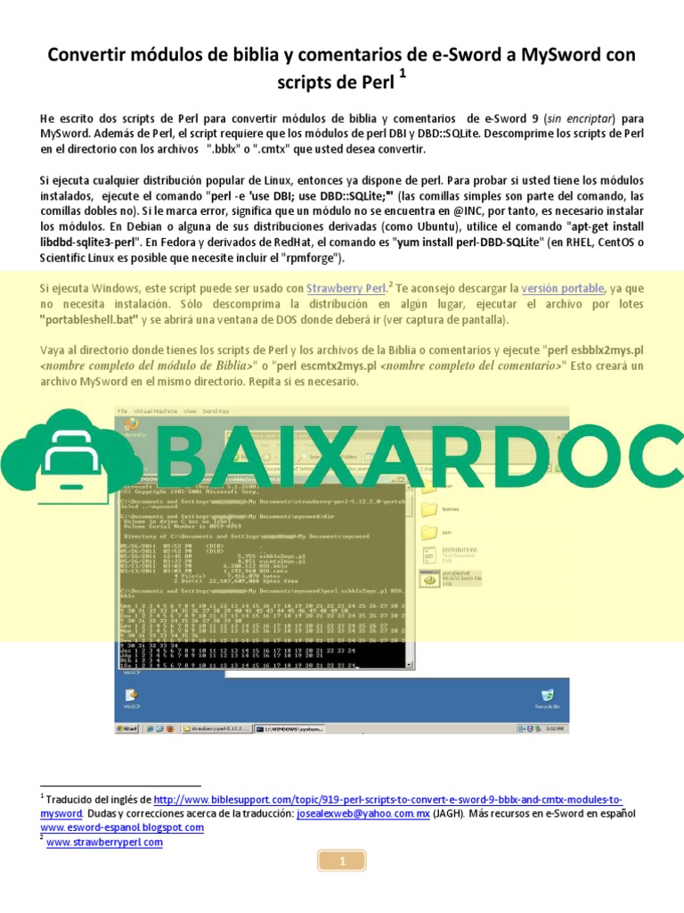 Convertir Modulos de Biblia y Comentarios de e Sword A Mysword PDF | PDF | Perl | Lenguaje de ...