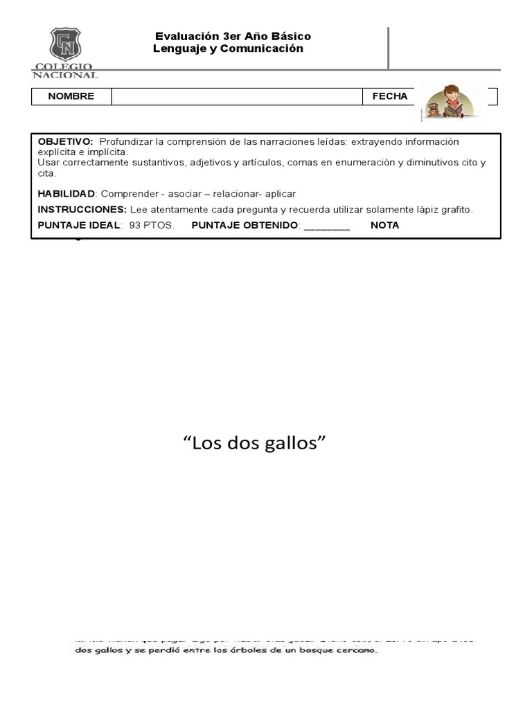 Evaluacion Lect Comprensiva, Uso Comas, Cito y Cita | PDF