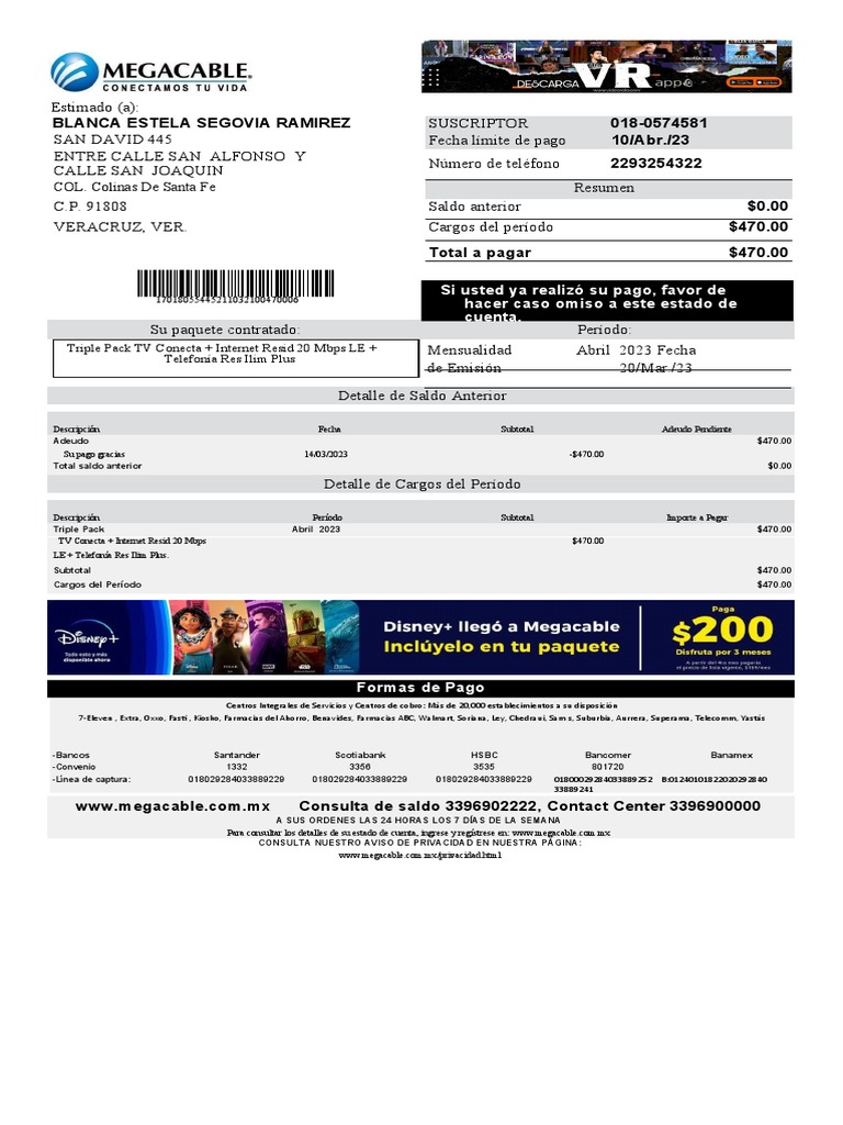 Recibo Mega 2023 470 | PDF | México | Venta al por menor