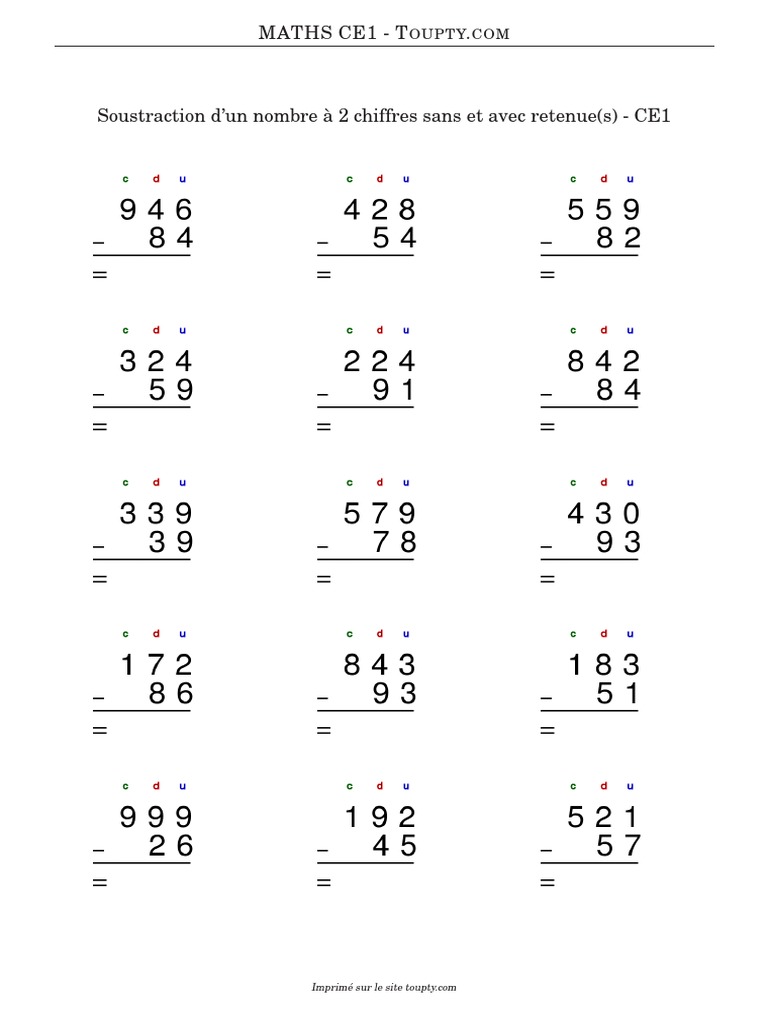 Soustraction Ce1 16 | PDF