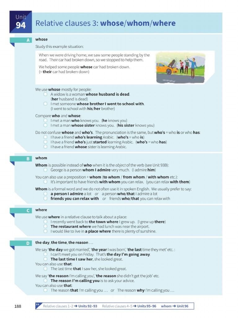 Relative Clauses PT 3 (Whose-Whom-Where) | PDF