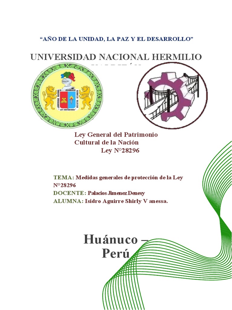 Medidas De Protección Ley 28296 Pdf Patrimonio Cultural Nación