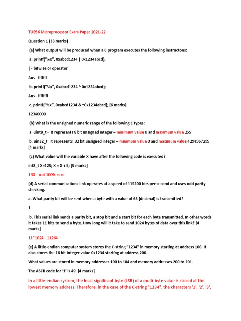 Microprocessor Exam Paper | PDF | Input/Output | Bit