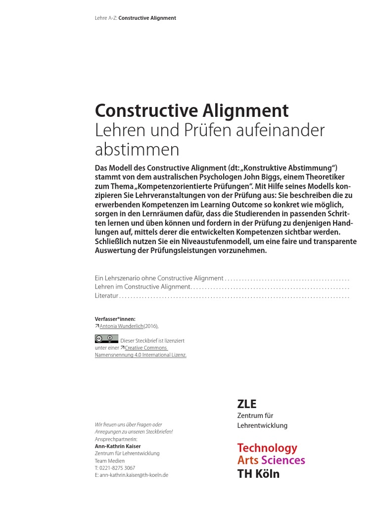 Steckbrief Constructive Alignment PDF | PDF