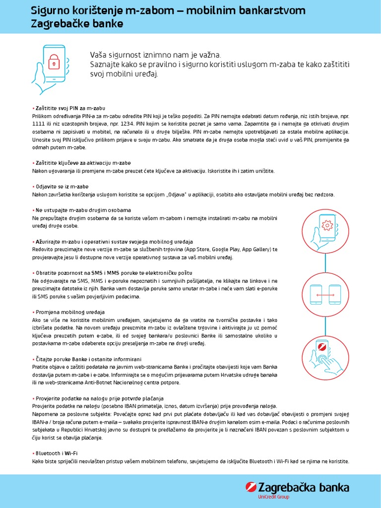 Sigurno Koristenje M Zabom Mobilnim Bankarstvom Zagrebacke Banke 012022 PDF | PDF