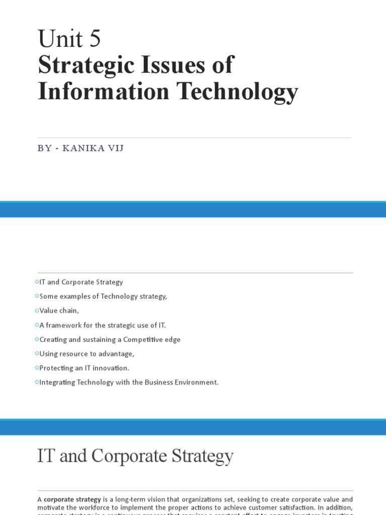 Strategic Issues of Information Technology | PDF | Strategic Management ...