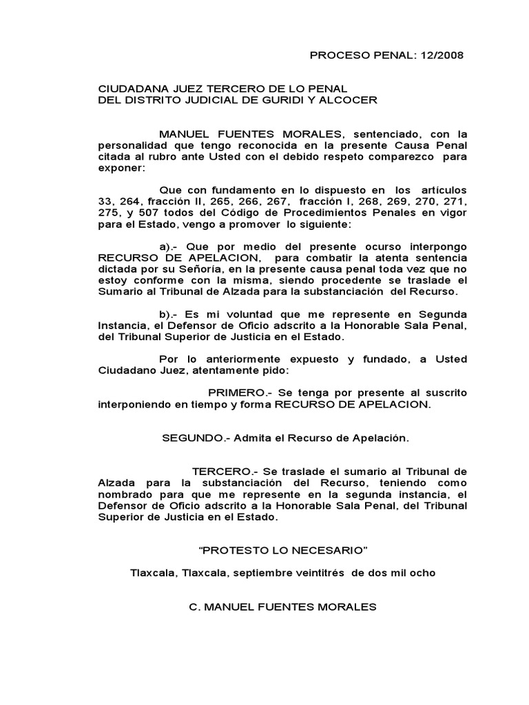 Escrito de Recurso de Apelacion 2. | PDF