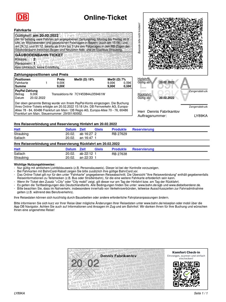 Zugticket Sallach PDF | PDF