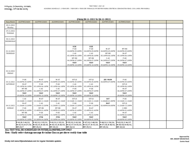 Time Table For 2022-23 Junior Batch | PDF | Public Transport | Transport