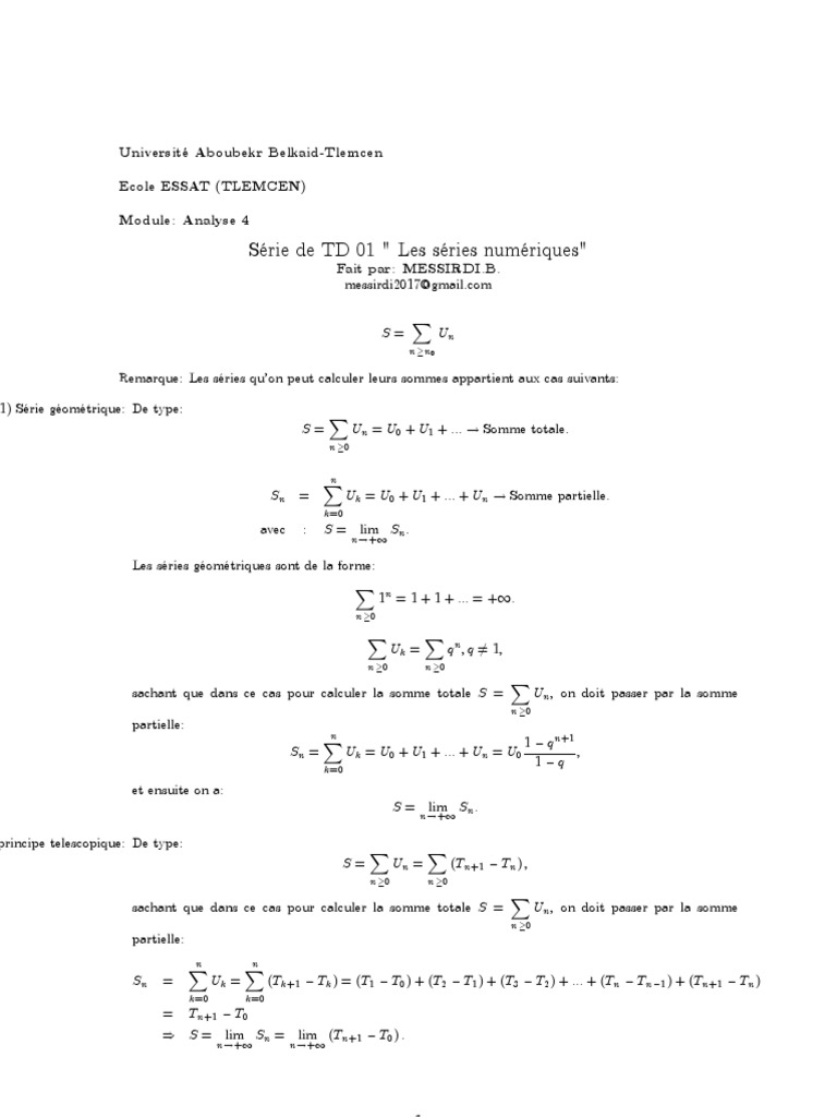 Le Corrigé de La Série de TD1 - Analyse 4 - 2020-2021. | PDF | Calcul | Analyse mathématique