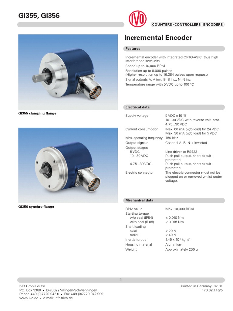 Encoder Baumer Gi355 | PDF | Electrical Connector | Electrical Engineering