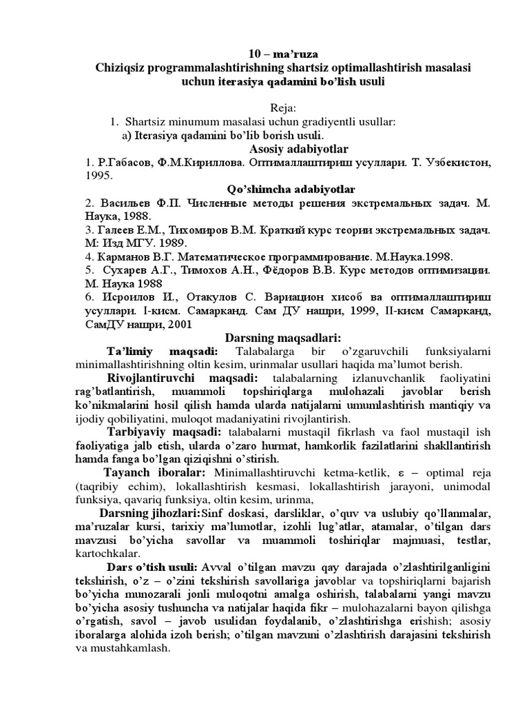 10-MAVZU. (Ma'ruza) | PDF